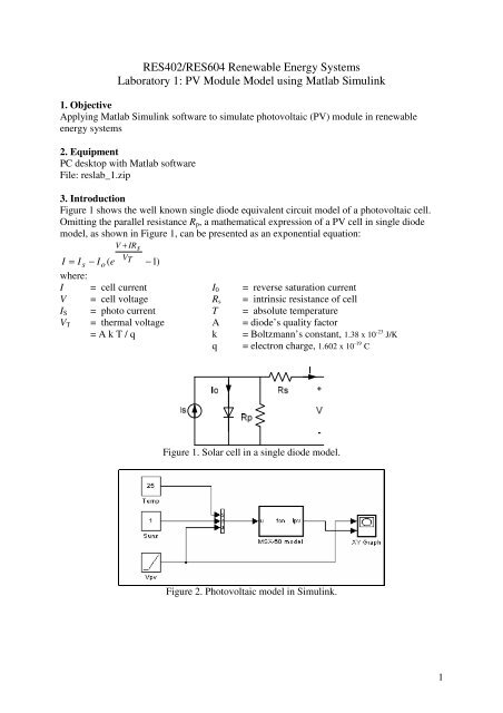 Pv Module Model Using Matlab Simulink