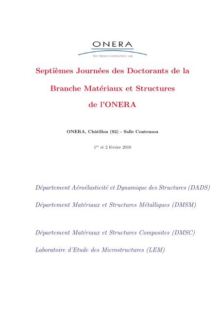 Ensemble des résumés au format PDF - ONERA