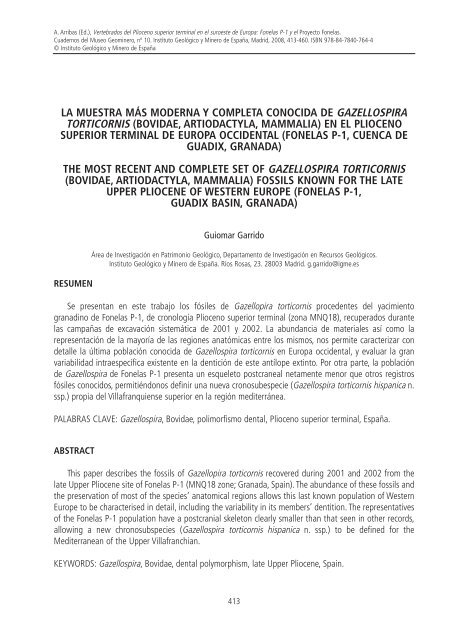 Gazellospira torticornis hispanica - Instituto Geológico y Minero de ...