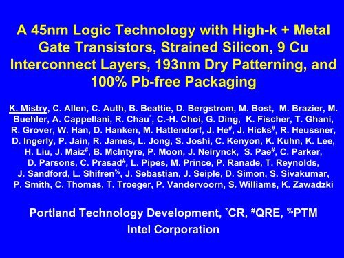 Intel 45nm Process Overview - UCSB CAD & Test