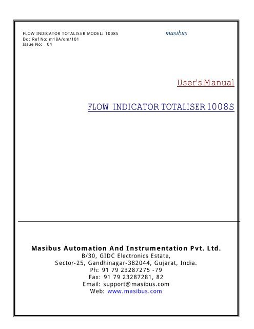 flow indicator totaliser 1008s - Instrumentation and Automation ...