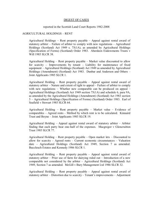 Download the Digest of Cases - The Scottish Land Court