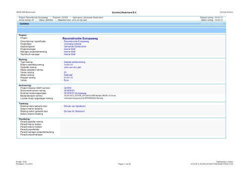 Kostenraming reconstructie Europaweg