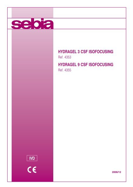 hydragel 3 csf isofocusing hydragel 9 csf isofocusing - Sebia ...