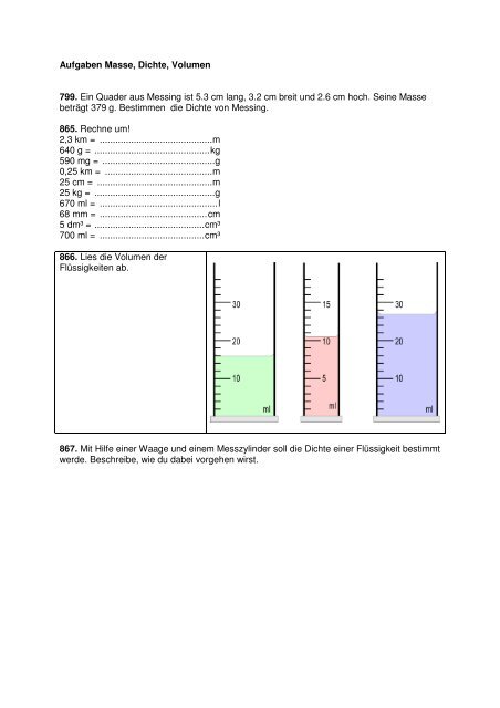 Arbeitsblatt Zum Messzylinder
