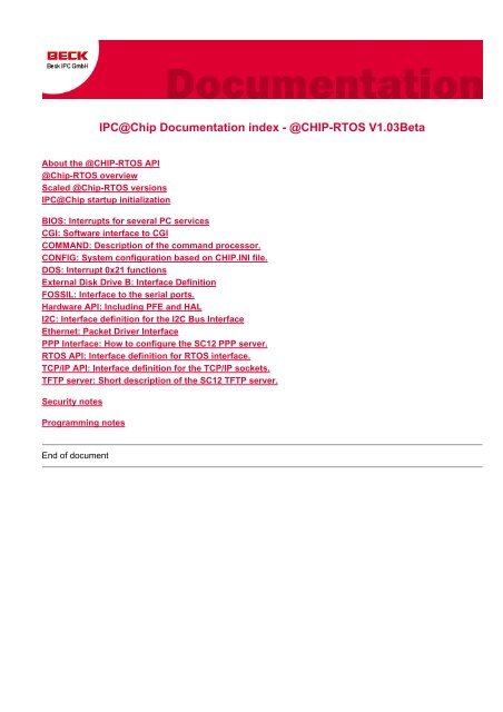 IPC@Chip Documentation index - @CHIP-RTOS V1.03Beta