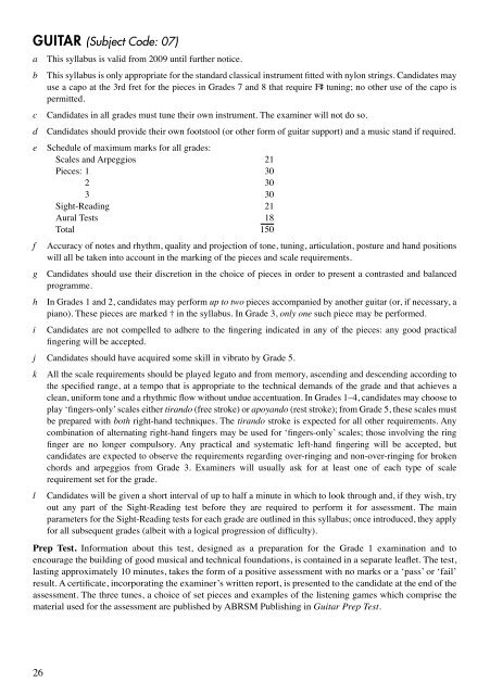 GUITAR (Subject Code: 07)