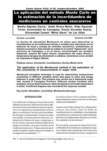 La aplicación del método Monte Carlo en la estimación de la ... La aplicación del método Monte Carlo en la estimación de la ...