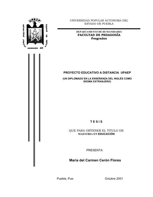 proyecto educativo a distancia upaep - Biblioteca - Universidad ...