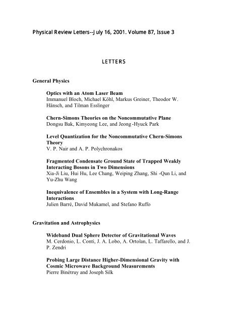 Physical Review Letters--