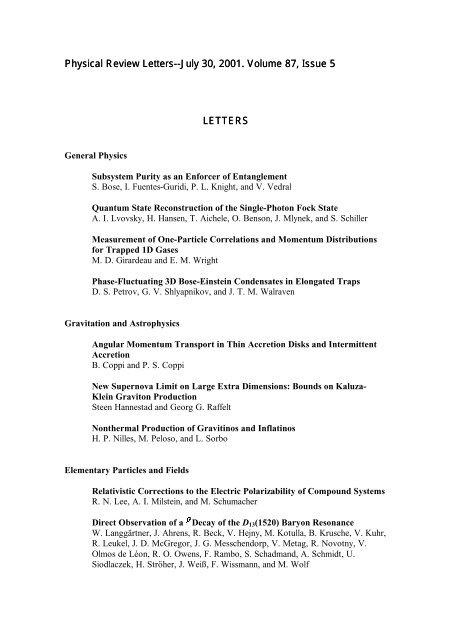 Physical Review Letters--