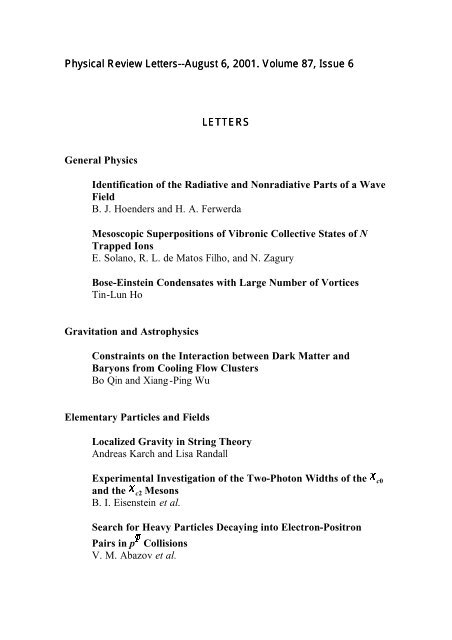 Physical Review Letters--