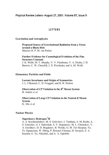 Physical Review Letters--