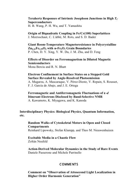 Terahertz Responses of In
