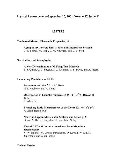 Physical Review Letters--