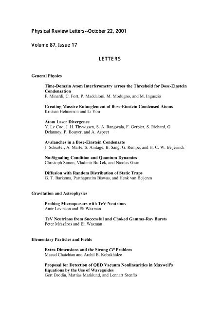 Physical Review Letters--