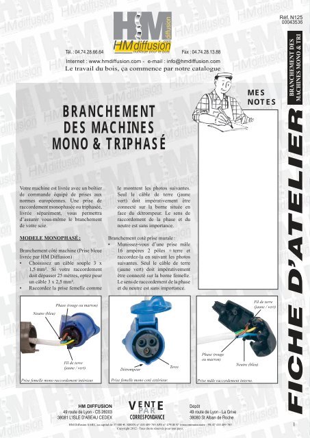 Branchement des machines mono et triphasé - HM diffusion