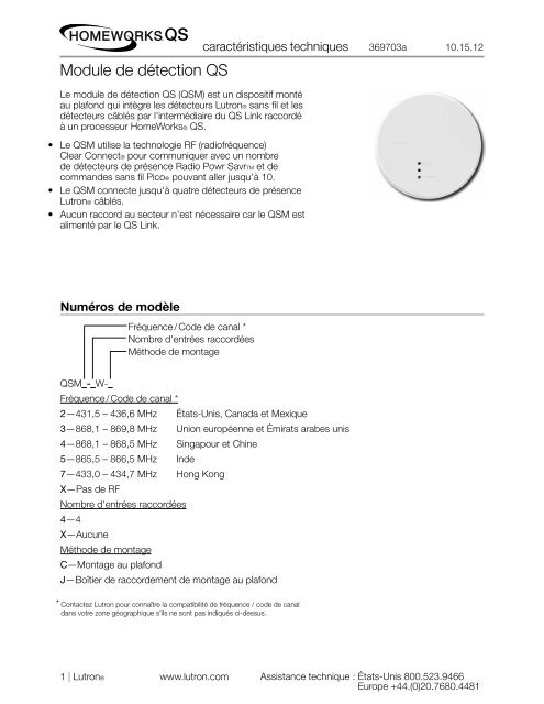 369703 HomeWorks QS Sensor Module - Lutron