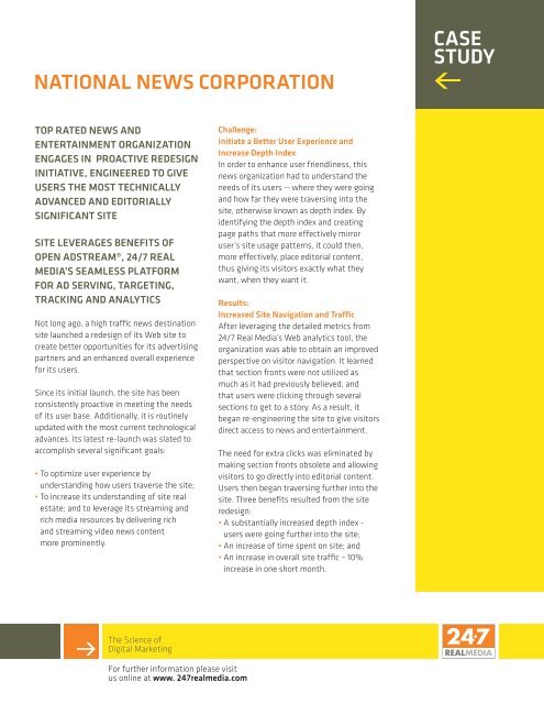 CASE STUDY NATIONAL NEWS CORPORATION - 24/7 Real Media
