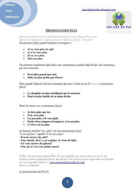 PRONONCIATION PLUS.pdf - LES ILES EN FLE B2.1 - Wikispaces
