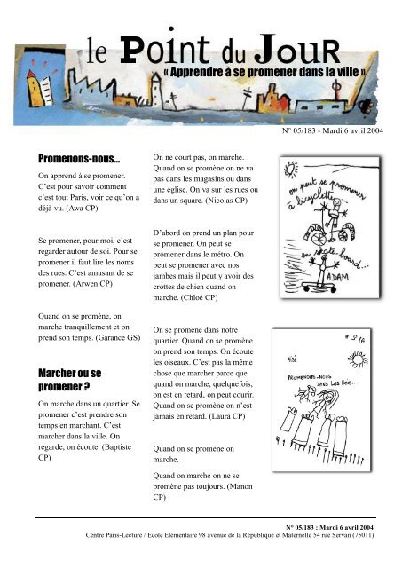 « Apprendre à se promener dans la ville » - Centre Lecture