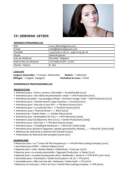 CV : DEBORAH GEYSEN