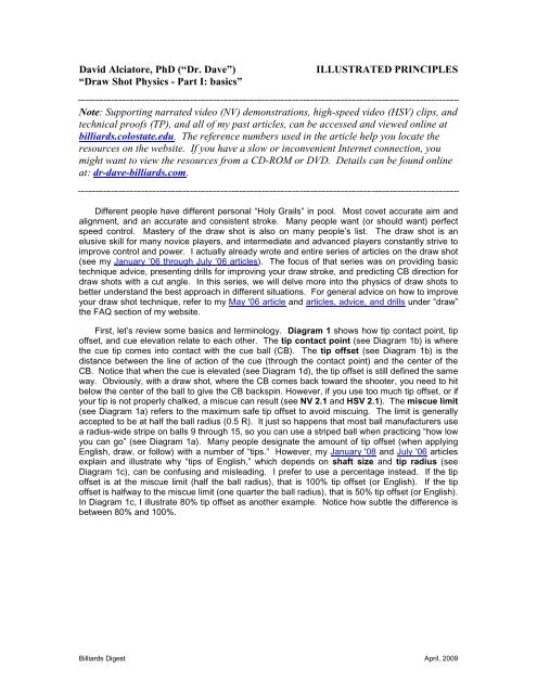 Draw Shot Physics - Illustrated Principles of Pool and Billiards ...