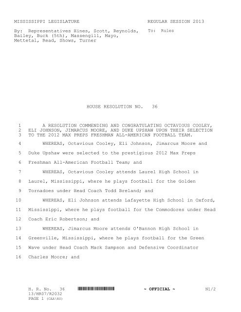 Representatives Hines, Scott, Reynolds, Bailey, Buck (5th), Massengill