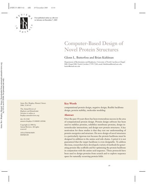 Computer-Based Design of Novel Protein Structures - Genome Tools