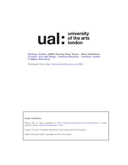 Drawing From Turner. - UAL Research Online - University of the Arts ...