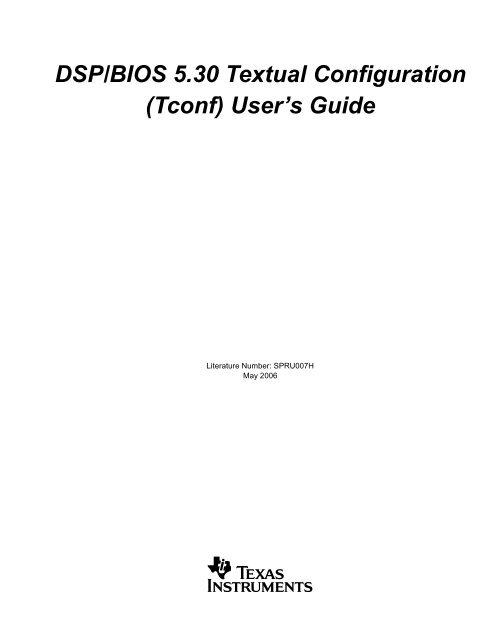Dspbios 530 Textual Configuration Tconf Users Guide