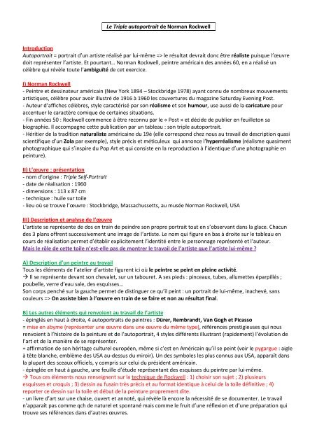 Le Triple autoportrait de Norman Rockwell Introduction Autoportrait ...