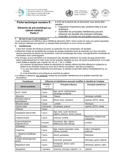 facteurs de conversion - CSCQ