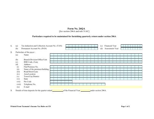 Form No. 26QA - Income Tax Department