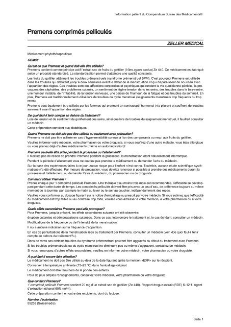 Premens comprimés pelliculés - Zeller Medical AG