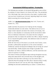 Annotated Bibliographies, Examples