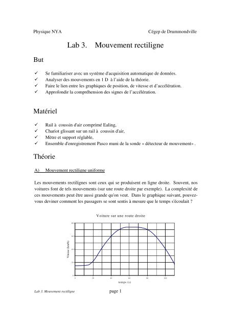 Mouvements rectiligne uniforme 2/ Mouvements - Gecifnet