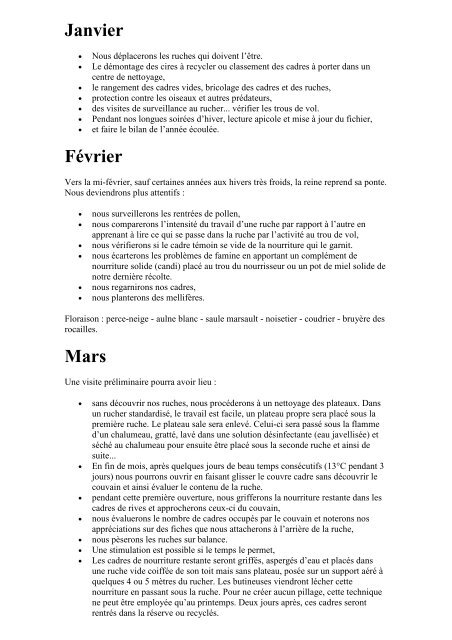 calendrier apicole mois par mois - Eurobeestock