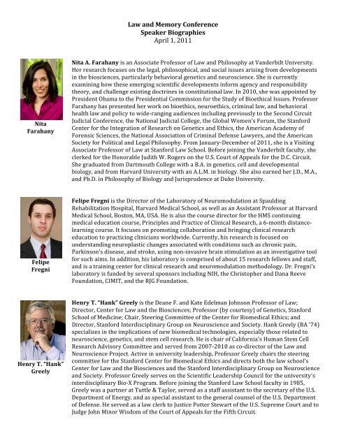 Conference Speakers and Bios - Stanford University