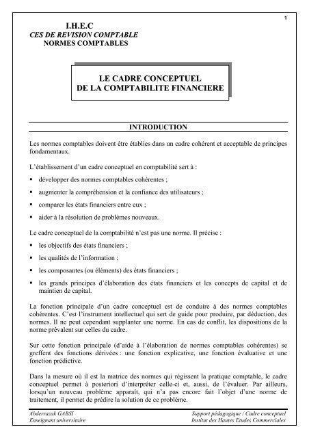 Les concepts et principes comptables fondamentaux - Procomptable