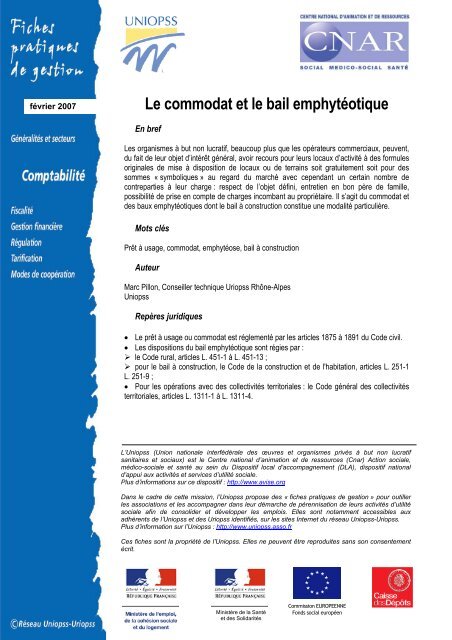 Le commodat et le bail emphytéotique - DLA