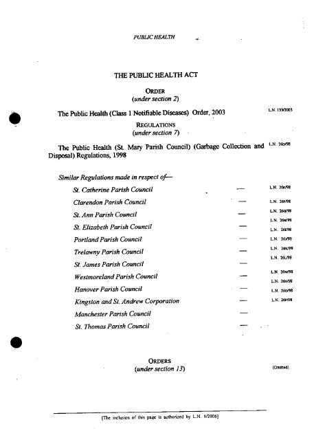 Public Health Act - Jamaica Hotel and Tourist Association
