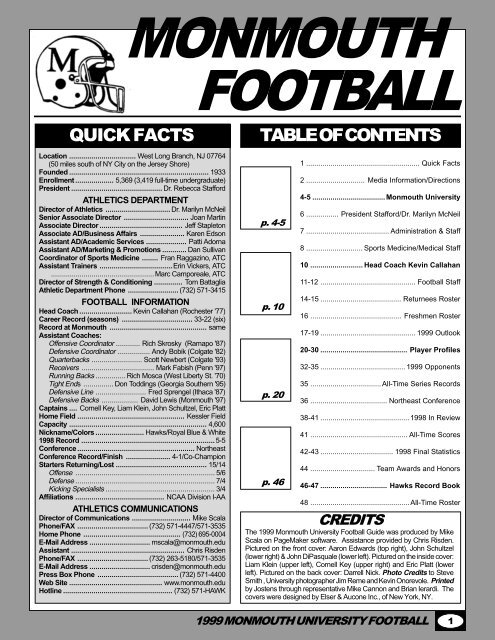 QUICK FACTS TABLE OF CONTENTS - Monmouth University