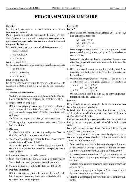 PROGRAMMATION LINÉAIRE