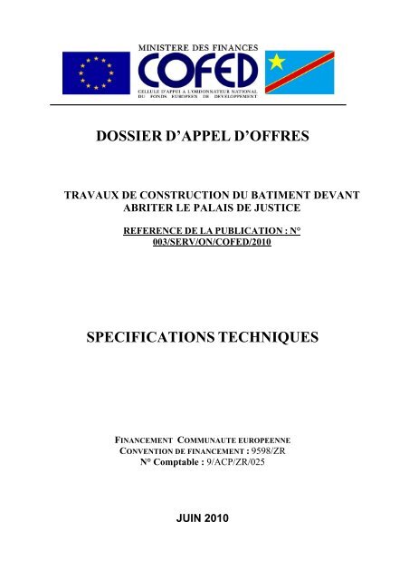 dossier d'appel d'offres specifications techniques - COFED