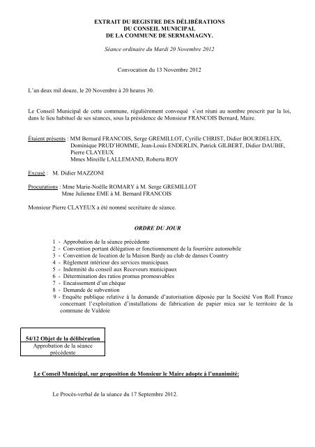 donne un avis favorable sur le dossier de demande - SERMAMAGNY