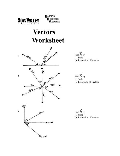 Vectors Worksheet - Bow Valley College