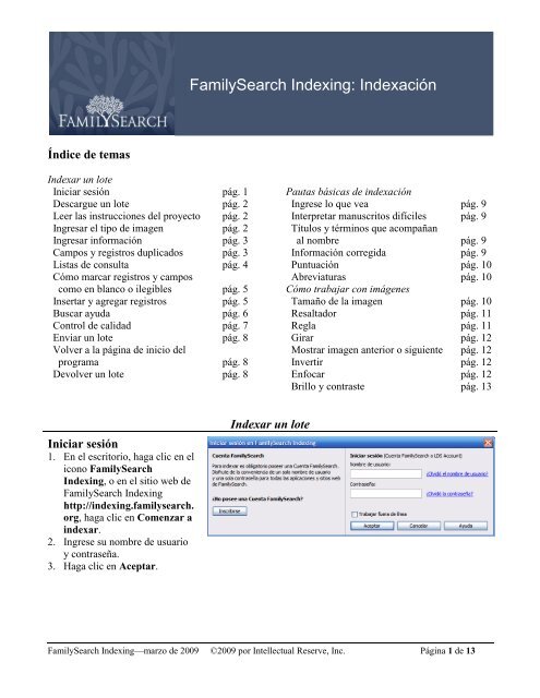 FamilySearch Indexing: Indexación
