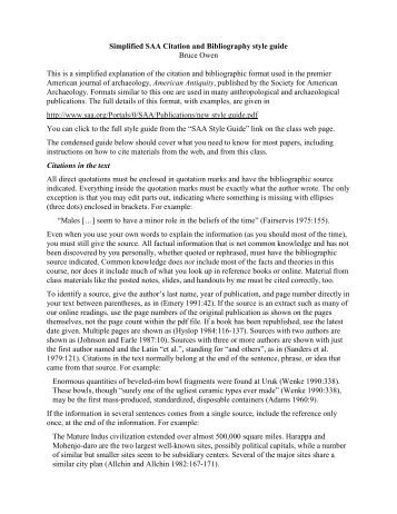 Simplified SAA Citation and Bibliography style guide ... - Bruce Owen