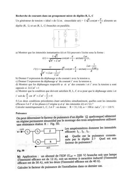 Exercices pour tutorat - PCSI-PSI AUX ULIS